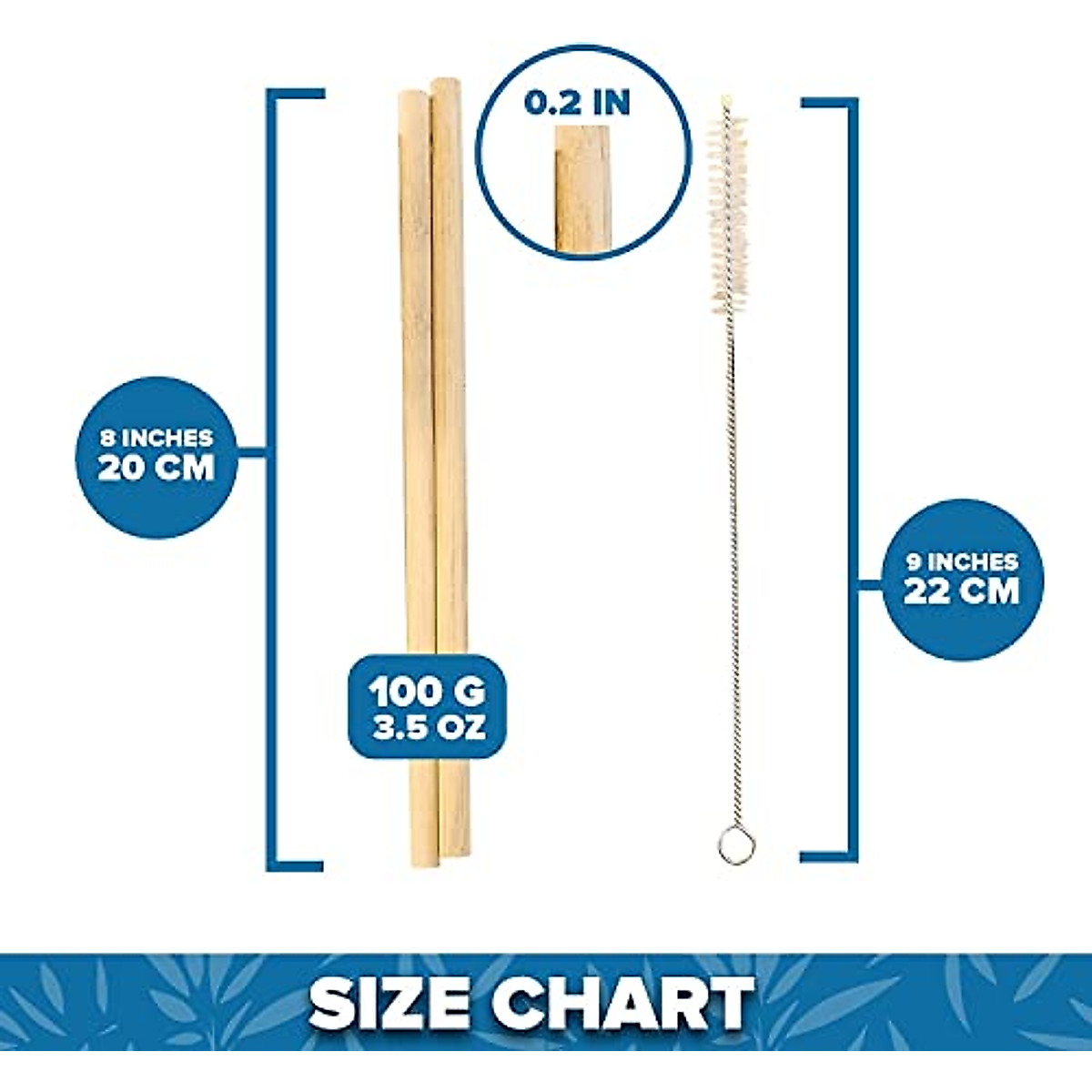 WorldFront Naturals Reusable Straws with Case & Straw Cleaner Brush - Eco Friendly Bamboo Straws Reusable Pack of 10, Used as Cocktail Straws, Smoothie Straws, Travel Straws, Coffee Straws