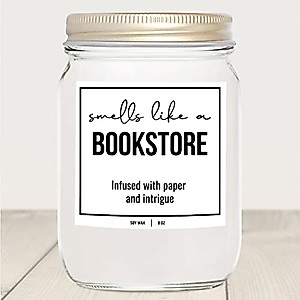 YouNique Designs Bookstore Candle - Soy Candles for Home Scented Book Lovers Gifts, Funny Book Candles Gifts for Women, 8 oz, Gifts for Book Lovers Scented Candles