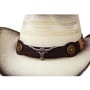 Queue Essentials Straw Cowboy Hat for Men Cowgirl Hat for Women Western Wide Brim Hat Hats - D