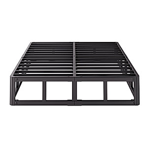 Askeld Queen Bed Frame, 9 Inch High Metal Box Spring with More Steel Slats Support, Sturdy Platform Bedframe Low to Floor, 3500 Lbs Weight Capacity Heavy Duty Mattress Base, Easy Assembly, Black