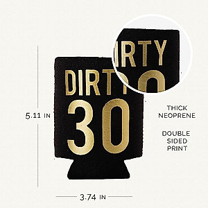 Dirty Thirty Decorations, 30th Birthday Can Coolers and 1 METALLIC Gold"It's My Dirty 30" Cooler, Set of 12, Black and Gold 30th Birthday Can Cooler, Perfect for Birthday Parties,Birthday Decorations!