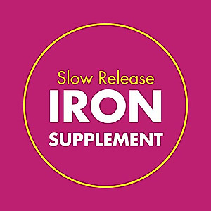 Slow Fe 45mg Iron Supplement for Iron Deficiency, Slow Release, High Potency, Easy to Swallow Tablets - 60 Count