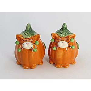 Fine Ceramic Whisker Cat Salt & Pepper Shakers Set by Amy Lacombe, 2-7/8" H
