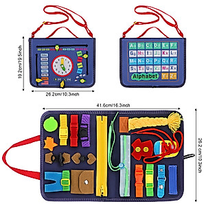 Busy Board Montessori Toys for Toddlers, Sensory Toys Gifts for 3+ Year Old Boys & Girls, Preschool Toddler Activities Educational Travel Toy Learning Basic Dress Skills