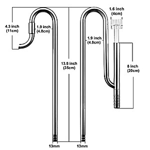 JARDLI Metal Lily Pipe Surface Skimmer Steel Stainless Inflow Outflow for Aquarium Planted Tank (13mm for 12/16mm (1/2'') Tube)