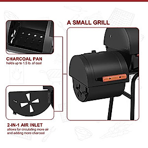 Royal Gourmet CC1830W 30 Barrel Charcoal Grill with Side Table, 627 Square Inches, Outdoor Backyard, Patio and Parties, Black