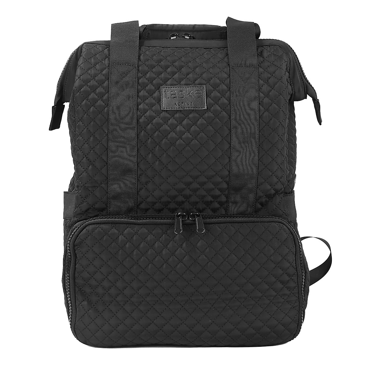 taskeACTIVE backpack with mealprep compartment, laptop area, drink holder, internal mesh compartments, luggage strap (Black)