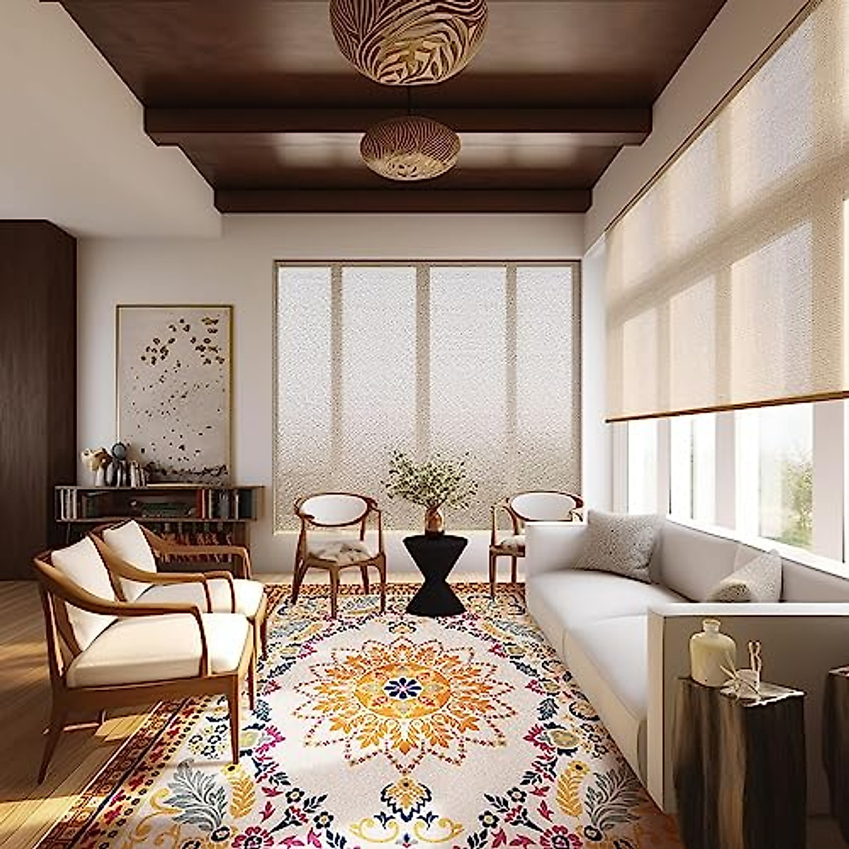 Matace ,8x10 Feet Rectangle, Area Rug, Soft, Durable, Stain Resistant, Distressed, Low Pile, Non-Shedding, Easy Clean, Printed, Living Room Rug,Bedroom Rug, Dining room rug