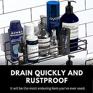 4-Pack Shower Caddy, No Drilling Adhesive Shower Shelf, Rustproof Stainless Steel Bathroom Shower Organizer Storage, Shower Shelf for Inside Shower & Kitchen Storage, Black