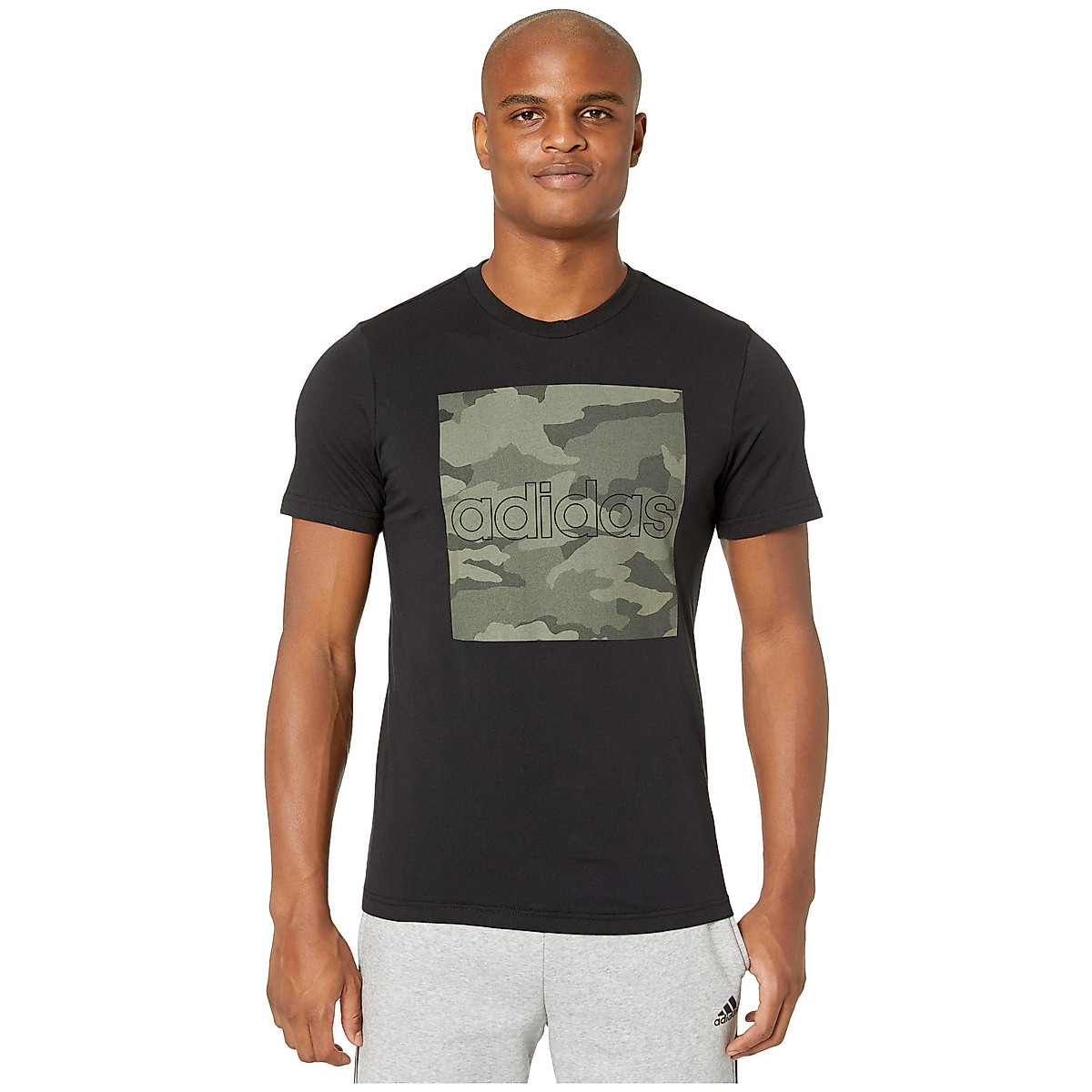 adidas Men's Camo Box T-Shirt Black/Legacy Green Medium