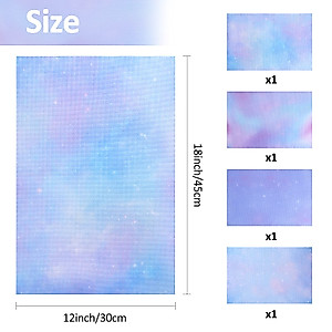 Pllieay 4 Pieces Printed Aida Cloth 14 Count Cross Stitch Fabric, Embroidery Cloth, 18 x 12 Inch, Starry Sky Printed Patterns