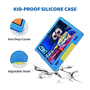Cheerjoy Kids Tablet 10 inch, Android 12 Tablet for Kids with Parent Control, Kidoz Pre-Installed, 2GB+32GB, 6000mAh Dual Camera WiFi Bluetooth Tablet, Children Tablet with Shock-Proof Case (Blue)