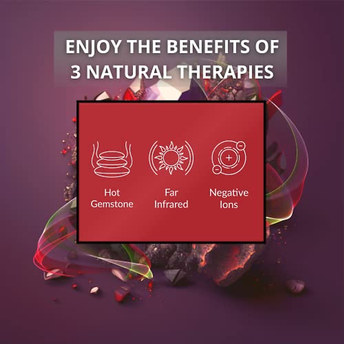 HealthyLine Small Far Infrared Electric Heating Pad for Pain Relief, Heat Therapy with Tourmaline, Amethyst & Obsidian Gemstones, Calming Negative Ions, Auto Shut Off Inframat Pro 18"x18"