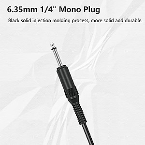 Bolvek 2 Pack 6ft Speaker Wire to 6.35mm 1/4 inch TS Mono Male Plug Adapter Connector to Bare Wire Open End Audio Cable for Microphone Speakers