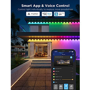 Govee Permanent Outdoor Lights Pro, 100ft with 60 RGBIC LED Lights for Daily and Accent Lighting, 75 Scene Modes, IP67 Waterproof, Works with Alexa, Google Assistant, Matter, White