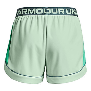 Under Armour Women's UA Play Up Side Mesh Shorts (Medium, Seaglass Blue/Comet Green)