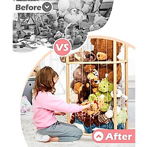 ZJSYMZY Extra Large Stuffed Animal Zoo Storage,59" Tall Wooden Stuffed Animal Cage, Toy Cage for Stuffed Animal Holder Applicable Kids Nursery Play Room Bedroom Display Corner