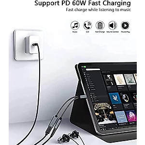 UWOXX USB C to 3.5mm Headphone and Charger Adapter, 2 in 1 USB C PD 3.0 Charging Port to Aux Audio Jack and 60W Fast Charging Dongle for Galaxy S23/S22/S21/S20/Note 20,Pixel 6/5/4/XL,iPad Pro