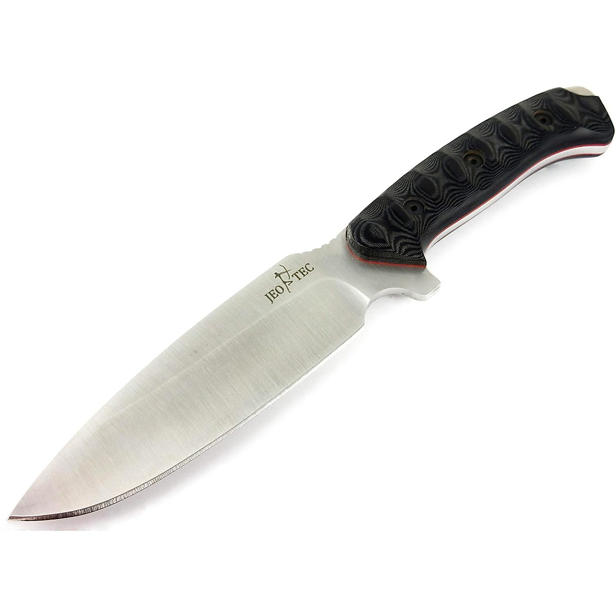 JEO-TEC Nº15 Bushcraft Survival Hunting Tactical Knife - BOHLER N690C Stainless Steel, Multi-positioned Leather Sheath, Sharpener Stone