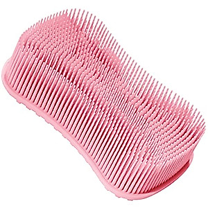 Silicone Body Scrubber, Elfrhino Shower Brush for Gentle Scrub Skin Exfoliation, Lathers Well, More Hygienic, Gentle Massage with Silicone Loofah for Use in Shower to Improve Cellulite Pink