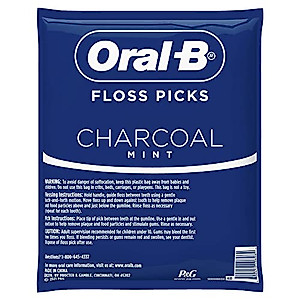 Oral-B Charcoal Infused Mint Dental Floss Picks, 75 Count, Pack Of 4