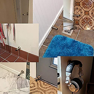 JQK Door Stopper Black, 304 Stainless Steel Thicken 1mm Sound Dampening Door Stop Bumper Wall Protetor 2 Pack, Matte Black, DSB5-PB-P2