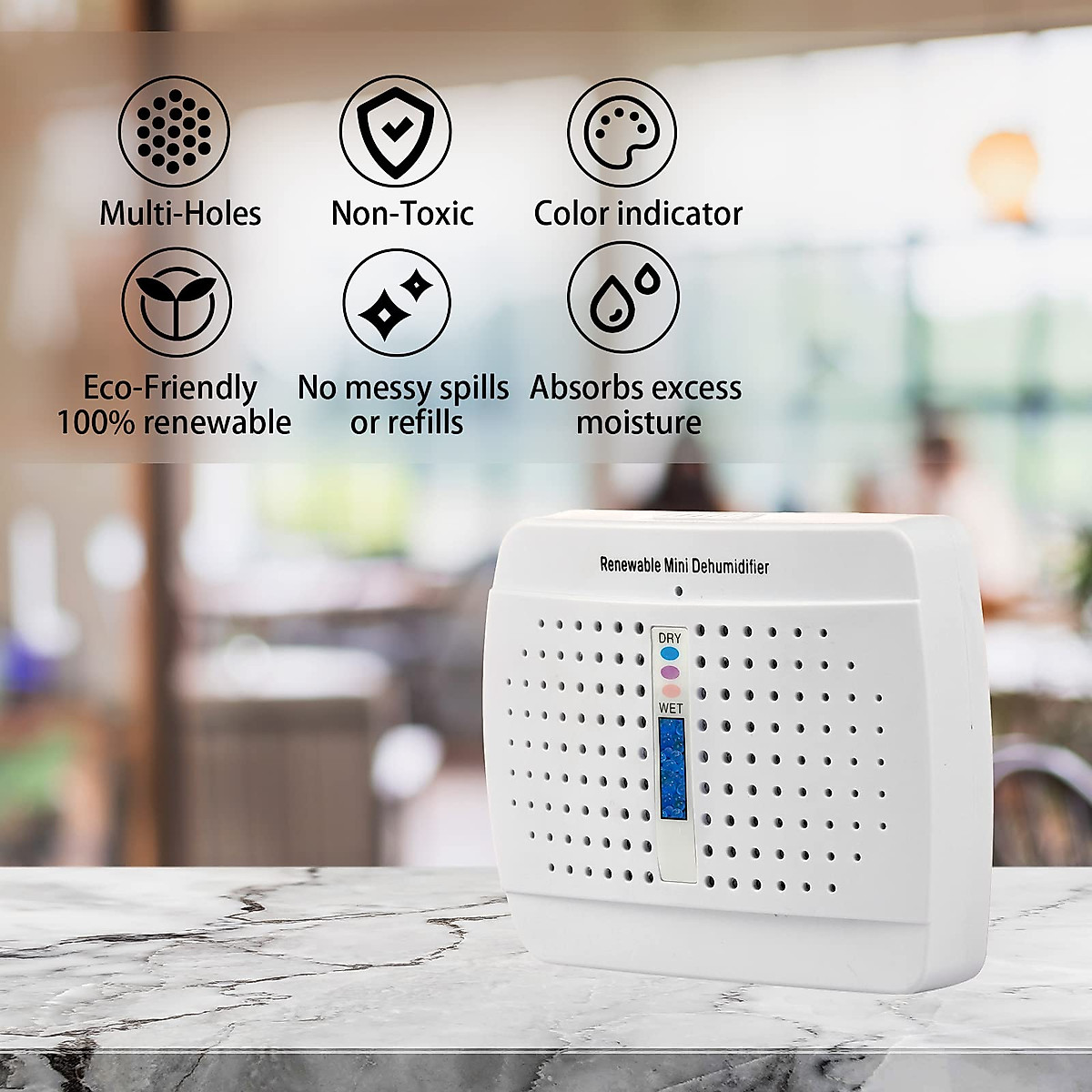 Rechargeable Small Dehumidifier, Moisture Absorber for Closed Spaces, Cabinet, Closet and Bathroom, Renewable Mini Dehumidifiers for Gun Safe, Rust Prevention