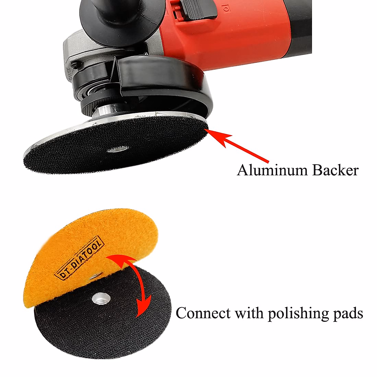 DT-DIATOOL 2pcs Aluminum Backer Pad 4 Inch Hook and Loop Backing pad 5/8-11 Arbor