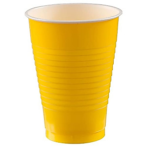 Yellow Sunshine Plastic Cups (Pack of 20) - 12 oz. - Versatile Drinkware for Indoor & Outdoor Parties, Weddings, Birthdays, Celebrations & More