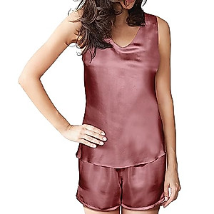 Luxury Artisan Silk Pajamas For Women Tank Set, Pure Mulberry Silk 27 Momme PJs