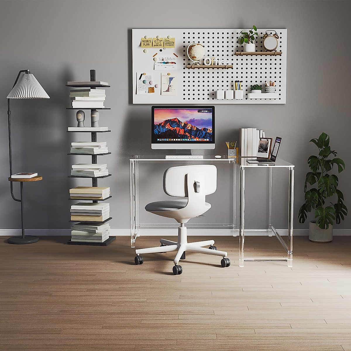 HMYHUM Acrylic Desk L Shaped, 50", Clear Corner Computer Desk for Home Office, Writing, Study, Modern, Easy Assembly