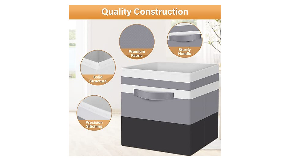 StoreHappily Storage Bins, 11 Inch Foldable Fabric Boxes with Handles ...