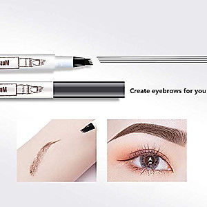 Eyebrow Pen, MoonKong 4 Point Eyebrow Pencil Waterproof Eye Brown Makeup, Eyebrow Kits with 3 Eyebrow Stencil, 1 Brow Razor (Chestnut)