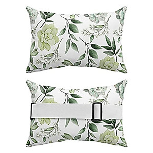 Recliner Head Pillow Ledge Loungers Chair Pillows with Insert Summer Tropical Succulent Plants Watercolor Lumbar Pillow with Adjustable Strap Outdoor Waterproof Patio Pillows for Beach Pool, 2 PCS