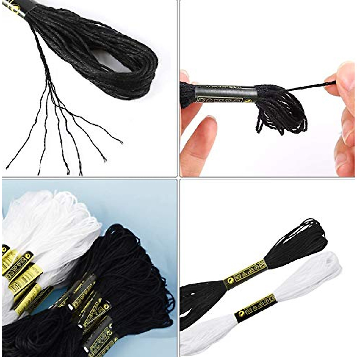 Cldamecy Embroidery Floss,13 Skeins White & 13 Skeins Black Embroidery Threads for Cross Stitch,Friendship Bracelets String,and DIY Art Craft ,with 10 PCS Floss Bobbins