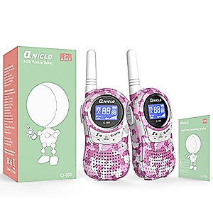 QNIGLO Q168 Pink Walkie Talkies for Girls, 22 Channels and 2 Miles Long Range Girls Walkie Talkies Set, Perfect Outdoor Adventure Camping Game Gift Toys for Boys Girls Age 3-12