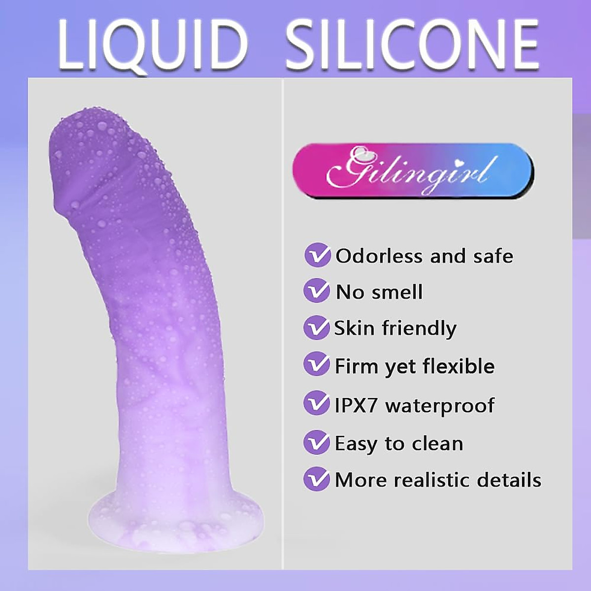 1.85'' Diameter Colorful Huge Dildo,Gilingirl Liquid Silicone Realistic Dildos with Strong Suction Cup for Hands-Free and Strap-on,Lifelike Penis Adult Sex Toy for G-spot Stimulation and Anal Play.…