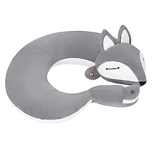 Cute Fox Travel Pillow for Adults Teens Cartoon Animal U-Shaped Neck Pillow Soft Washable Neck Cushion for Head Support Chin Neck Support Travelling Pillow for Airplanes Car Bus Train Office Home Use