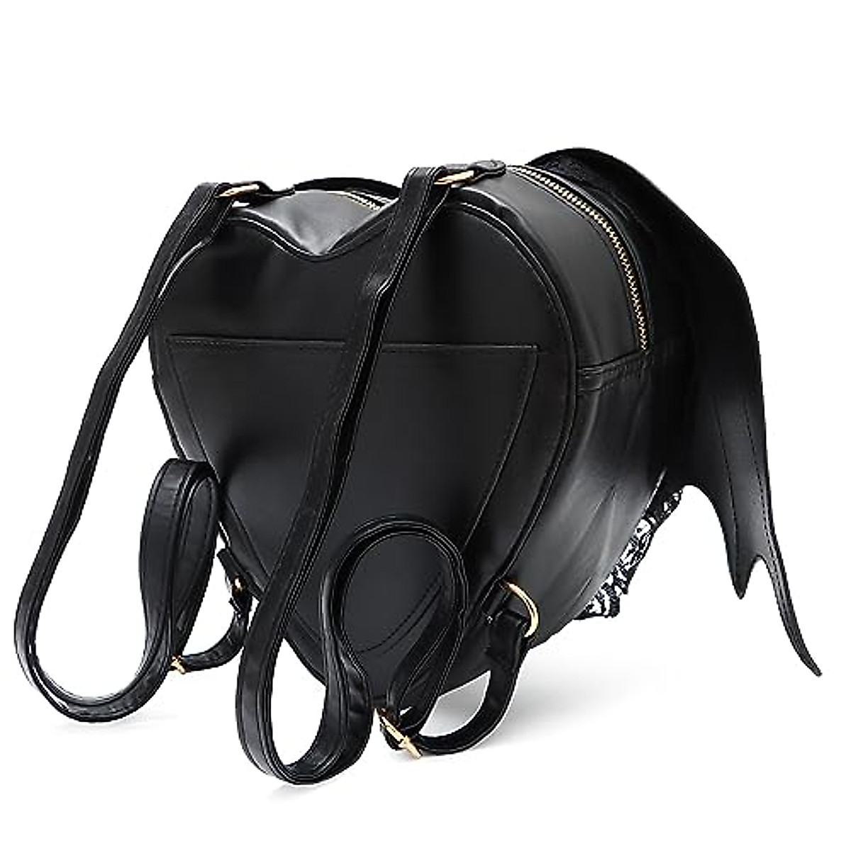 Ovida Bat Backpack Halloween Gothic Backpack Cute Heart Wings Mini Backpack Purse Casual Daypack Lace Shoulder Bag Lolita Bag