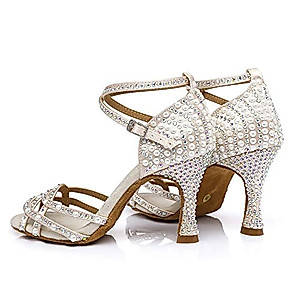 Pierides Women's Rhinestone Ballroom Dance Shoes Latin Performance Wedding Shoes for 1920s Party Shoes,2.75" Heel,11 US