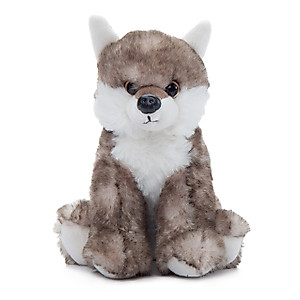 The Petting Zoo Timber Wolf Stuffed Animal Plushie, Gifts for Kids, Wild Onez Babiez Wildlife Animals, Wolf Plush Toy 6 inches