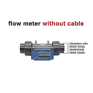 Flow Control Meter DN25-DN80 Water Flow Meter, LCD Digital Display Flowmeter, PVC Pipe Liquid Water for Farm Garden Irrigation Used in Petroleum,Food, Etc.(DN50 Without Cable)
