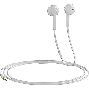 ARC Wired Earbuds in-Ear Headphones, Earphones with Microphone, Slide Volume Control Noise Isolation Ear Buds Ear Tips, 3.5mm Jack for iPhone, iPad, Samsung, Computer, Laptop, Gaming, Sports - White