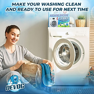 DEVOG Washing Machine Cleaner Tablets, 24 pcs Washer Machine Cleaner with Deep Cleaning Formula, 1 Year Supply, Washer Cleaner for Front Loader, Top Loader and HE