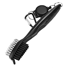 Toxz 3 in 1 Popular Golf Cleaning Brush Club Groove Cleaner Retractable Zip-Line Carabiner,Nylon and Wire Bristles with The Expanding Cord