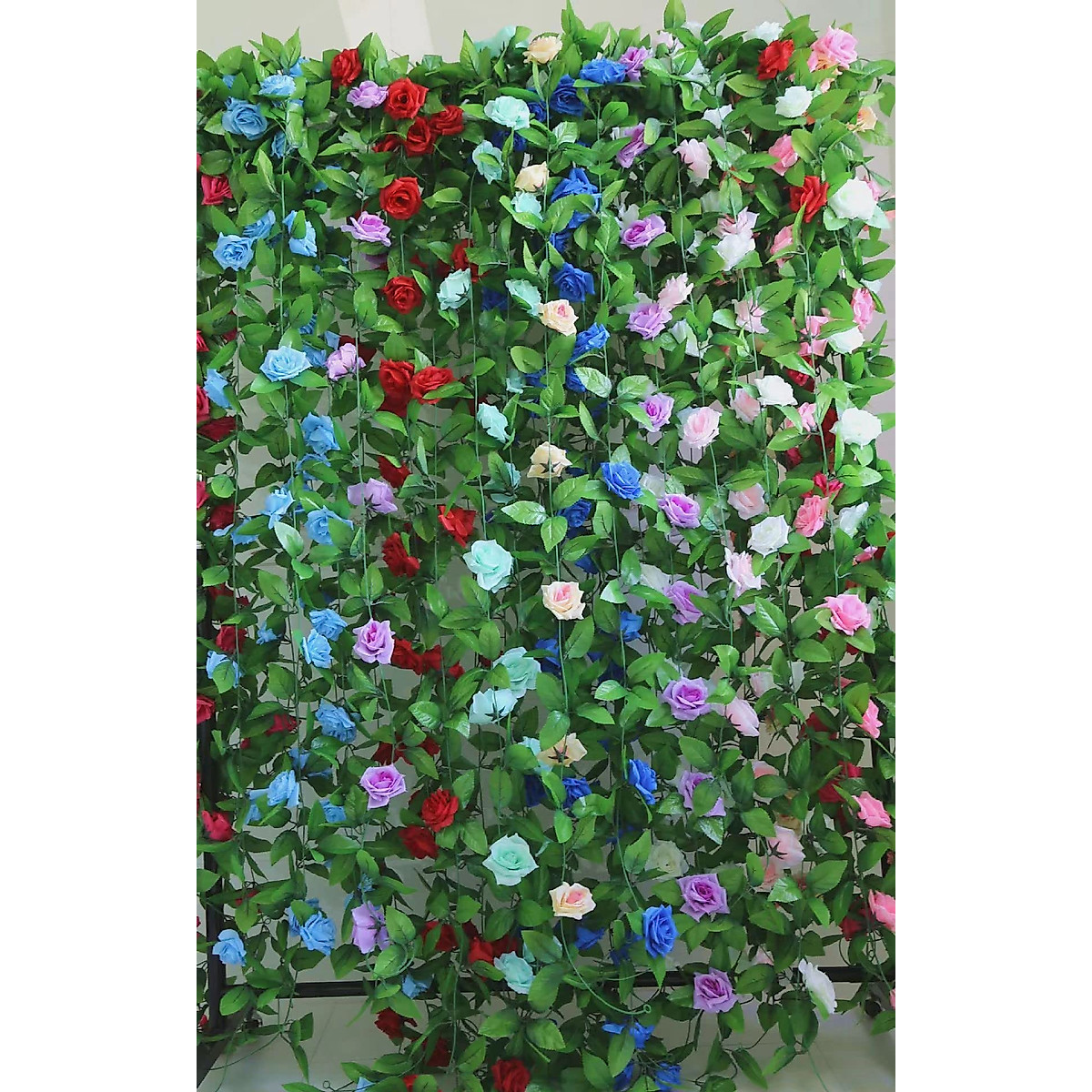 BEMACOGGI MagicZoo 2Pack 15.74FT Artificial Rose Vine Silk Flower Garland Fake Hanging Rose Flower Plant for Home Office Garden Hotel Wedding Party Decor Jewel Blue