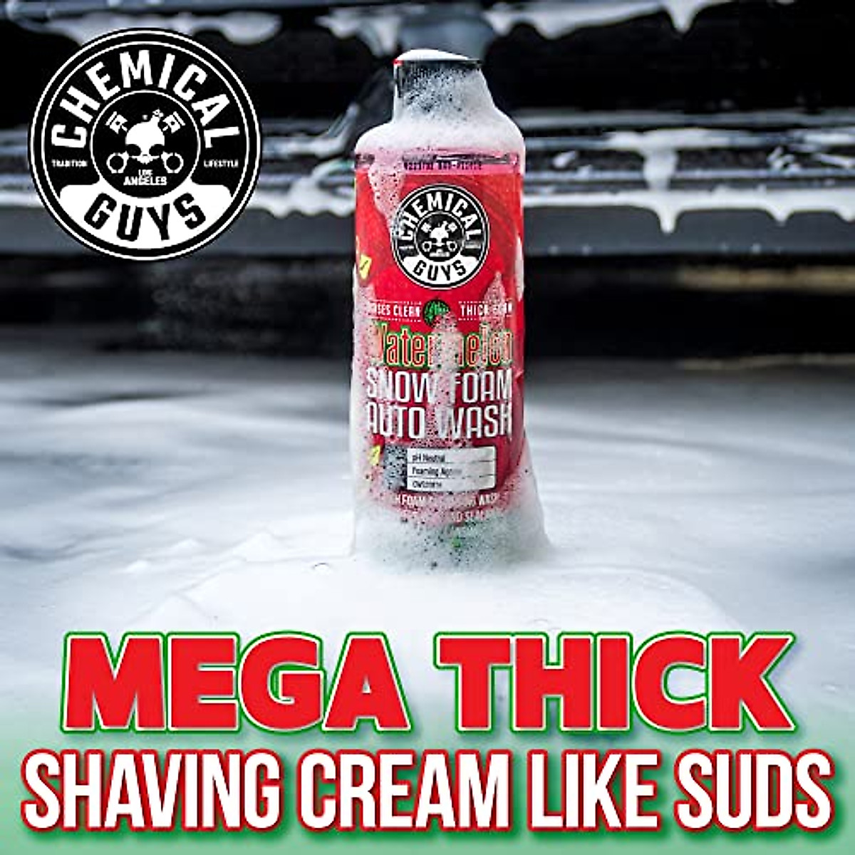 Chemical Guys CWS208 Watermelon Snow Foam Car Wash Soap (Works with Foam Cannons, Foam Guns or Bucket Washes) Safe for Cars, Trucks, Motorcycles, RVs & More, 128 fl oz (1 Gallon), Watermelon Scent