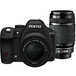 Pentax K-50 DSLR Camera with 18-55mm WR and 55-300mm Lenses - International Version