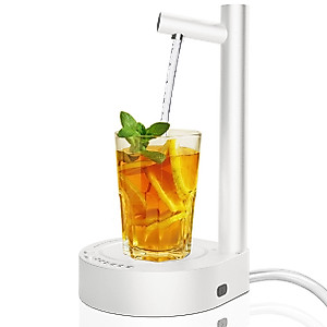 ATIDIE Intelligent Desktop Water Bottle Dispenser,USB Charging Automatic Drinking Water Pump for 5 Gallon & Universal Portable Electric Dispenser for Home,Office,Outdoor (White)