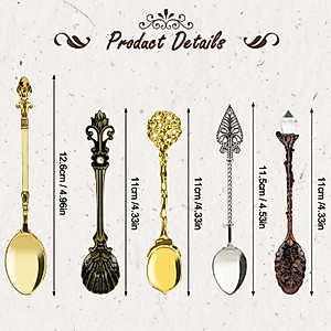 HOSTK Retro Coffee Spoons, Creative Tableware Dessert Spoons, Crystal Alloy Spoons, Vintage Carved Tea Spoons for Coffee Sugar Ice Cream Dessert Cake Soup Party Supplies Home Office(18 Pieces)